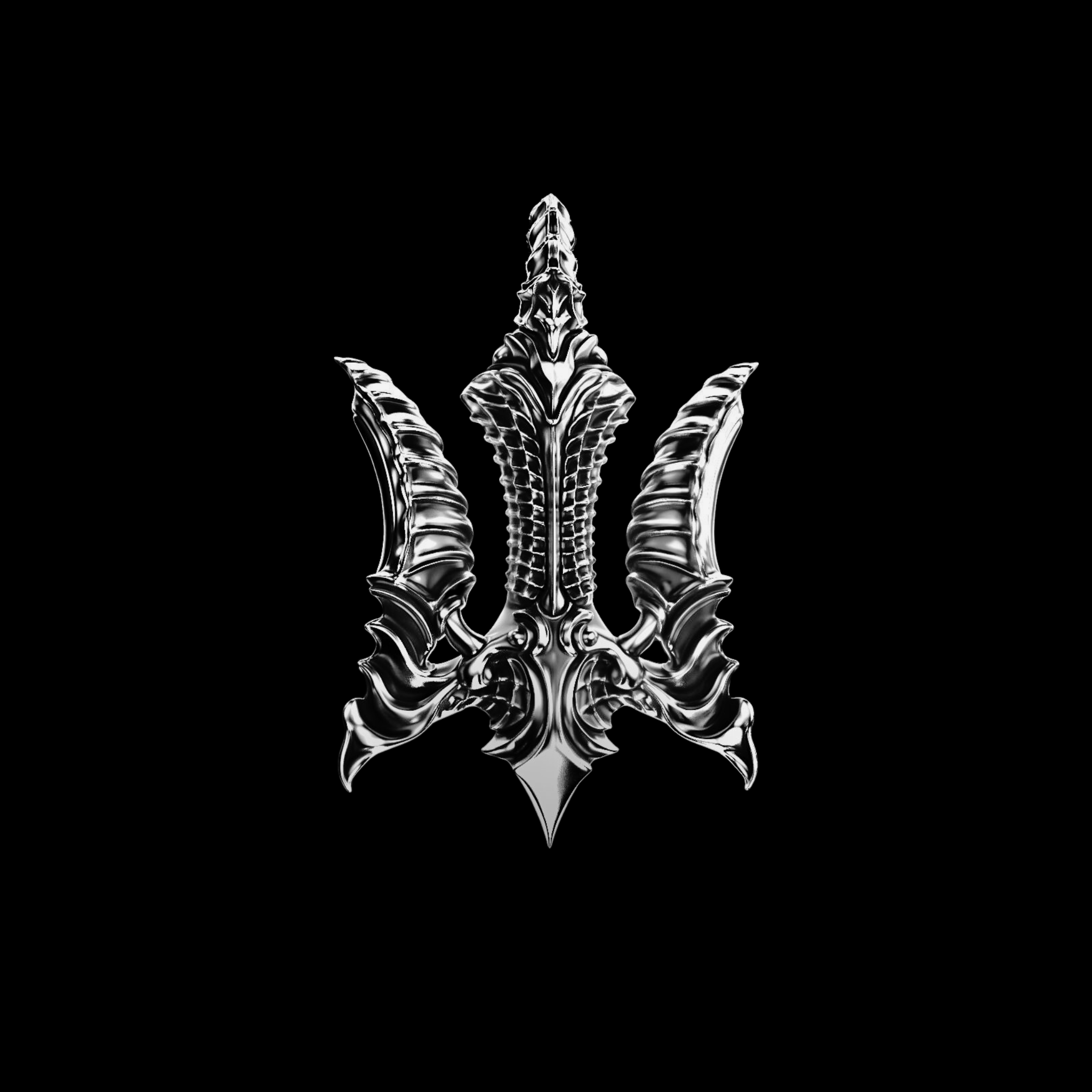 Cyber Trident Silver Pendant – Dynamis Jewelry